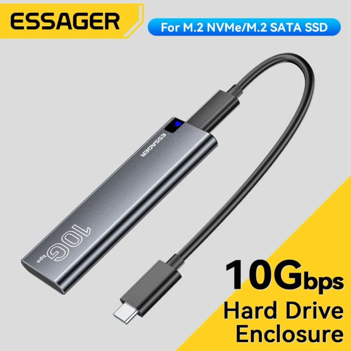 Essager M.2 SSD Case Hard Drive Box Portable NVME SATA USB 3.2 Type C ...