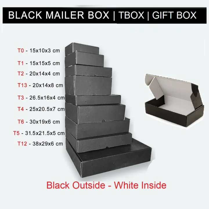 (10 Pcs) Black Corrugated T-box Die Cut Gift Box Carton Box | Lazada PH