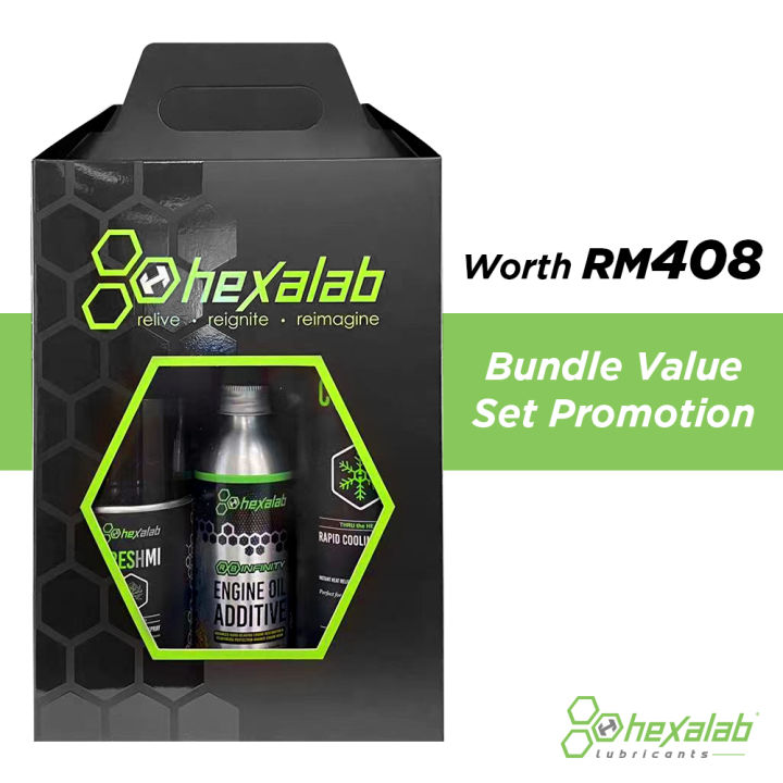Hexalab Value Bundle Set Graphene Engineered Engine Oil Additive Freeze Car Cooling and ...