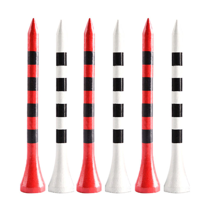 100pcs/Bag Bamboo Golf Tees Wite Red With Black Stripe Mark Scale 70mm ...