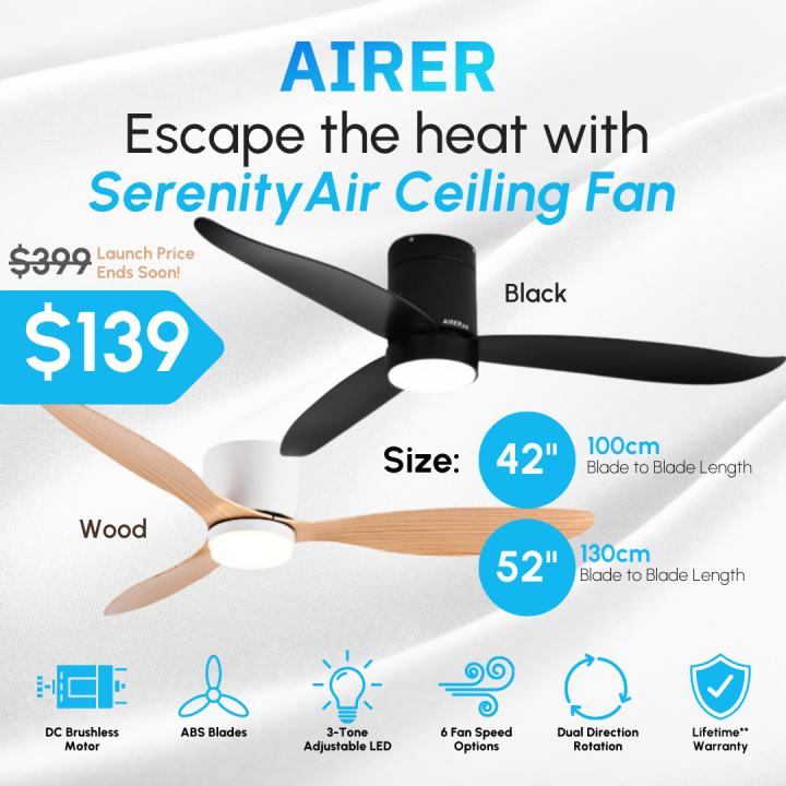 🇸🇬AIRERsg🇸🇬 Serenity Air Ceiling Fan w/ LED Light |Local Lifetime ...