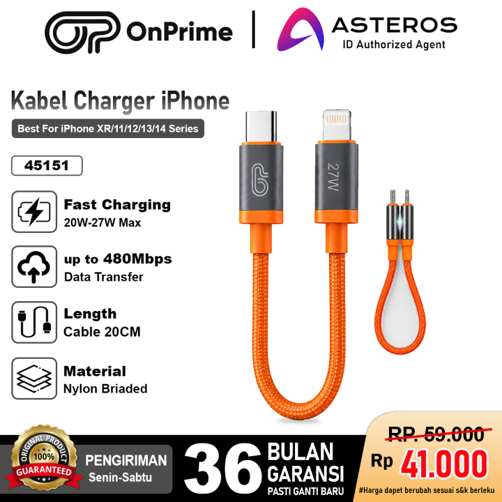 ONPRIME IRON Series Kabel Powerbank Magnetic Type C to Lightning 20CM ...