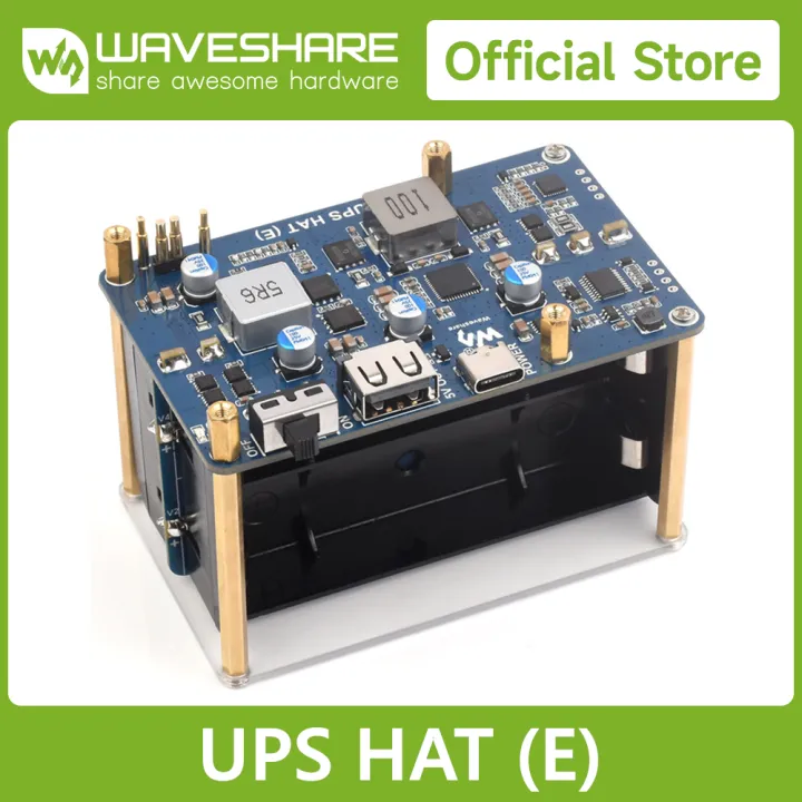 Waveshare UPS HAT (E) for Raspberry Pi, Supports 4×21700 Li batteries (NOT included), Bi ...