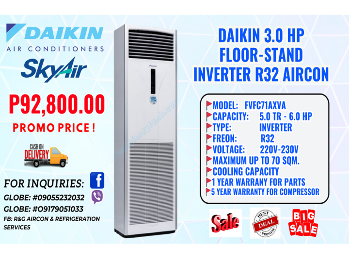 🎉BRAND NEW DAI.KIN 3.0 HP TOWER FLOOR - STAND INVERTER AIRCON R32 RAINY ...