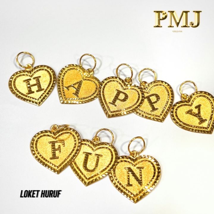【Perai Mega Jewellery】Loket Huruf Emas 916 Loket Nama Bajet Buah Rantai ...
