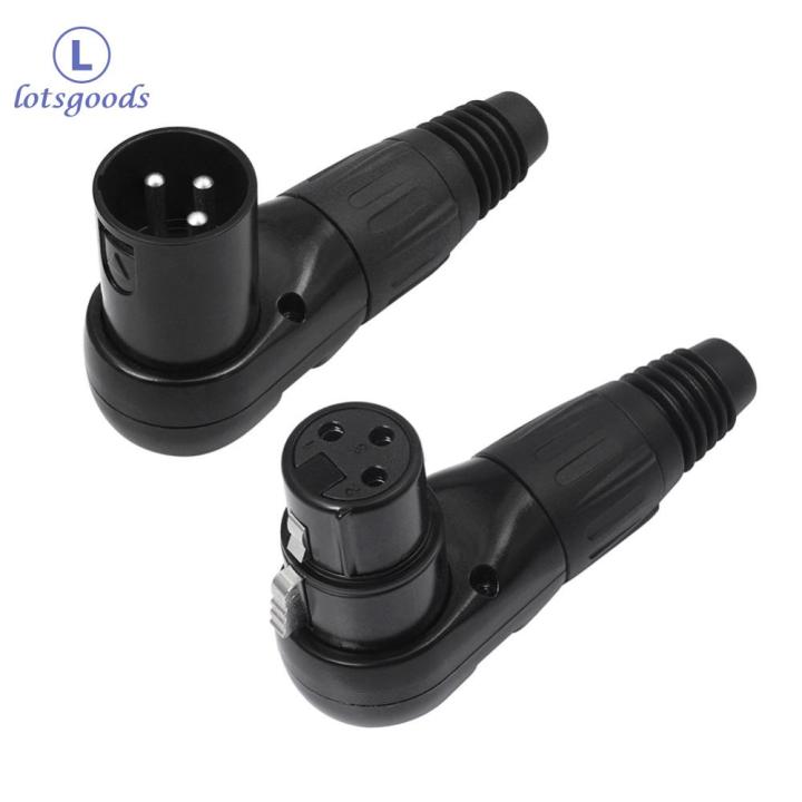 3Pin XLR Male/Female Jack Connector Right Angle 90 Degree Audio Wire ...