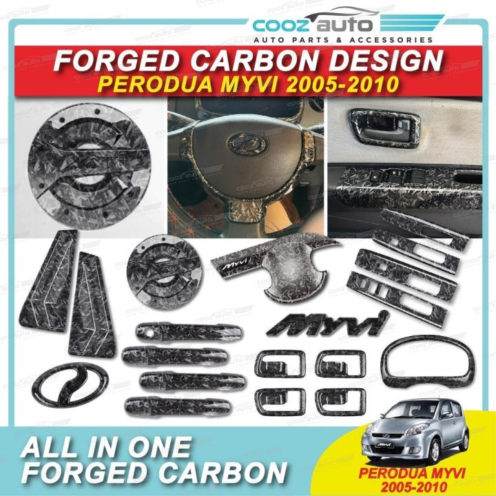 Car Perodua Myvi 2005 - 2010 Forged Carbon Window Cover Mirror Steering ...
