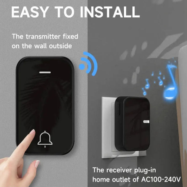 Waterproof Wireless Doorbell AC 100-240V 300M Remote door bell buzzer ...