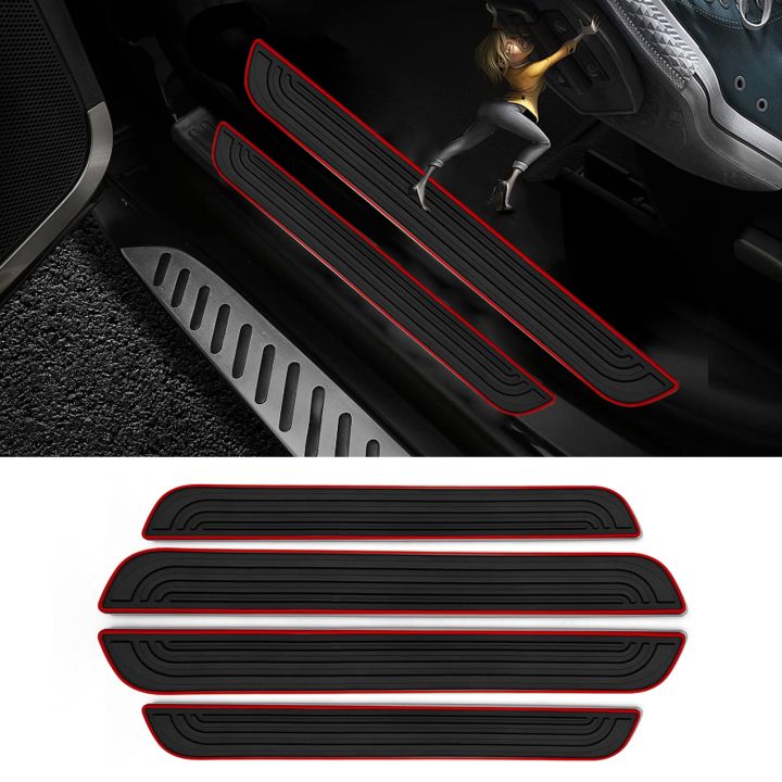 4pcs Rubber Car Door Sill Scuff Covers Black Door Panel Guards ...