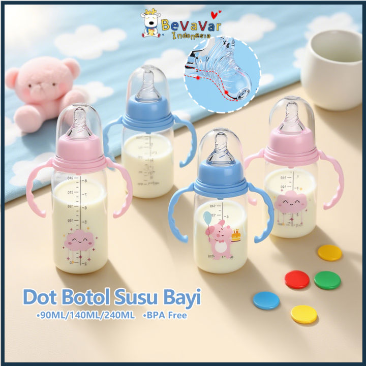 Bevavar Botol Dot Susu Bayi Dengan Pegangan Botol Minum PP Newborn 90ML ...