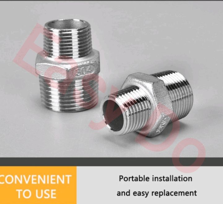 Stainless Steel 304 Nipple Male Female Threaded Pipe Connector Adapter ...