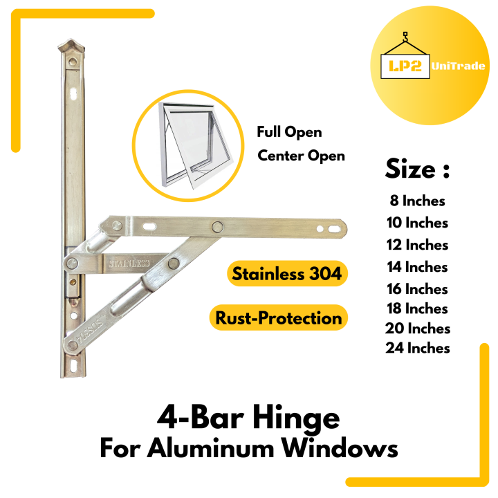 4-Bar Hinge Stainless 304 for Aluminum Windows – Full & Center Open ...