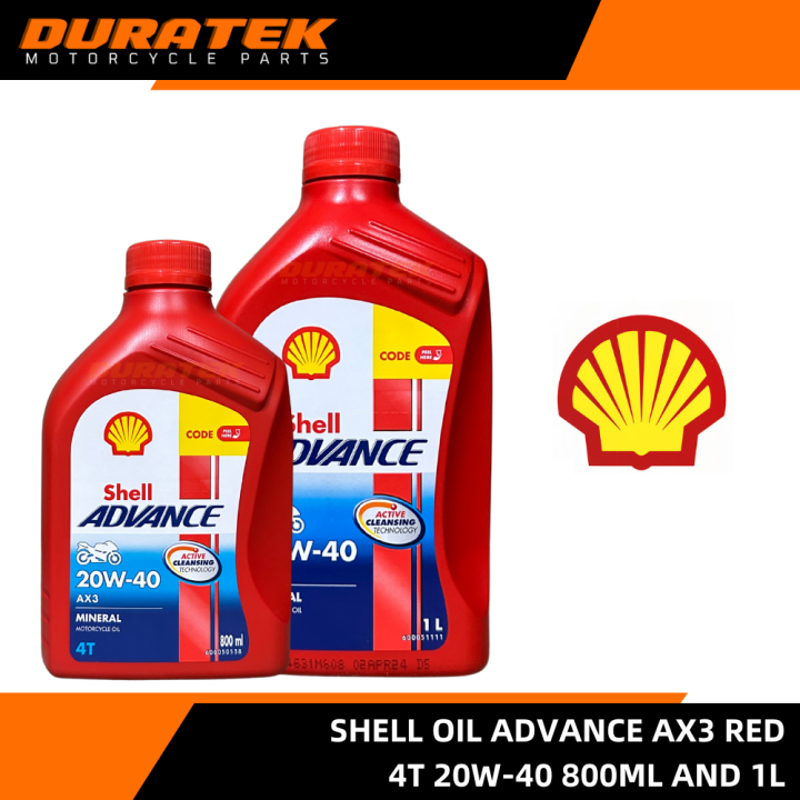 SHELL OIL ADVANCE AX3 RED 4T 20W-40 800ml AND 1L | Lazada PH