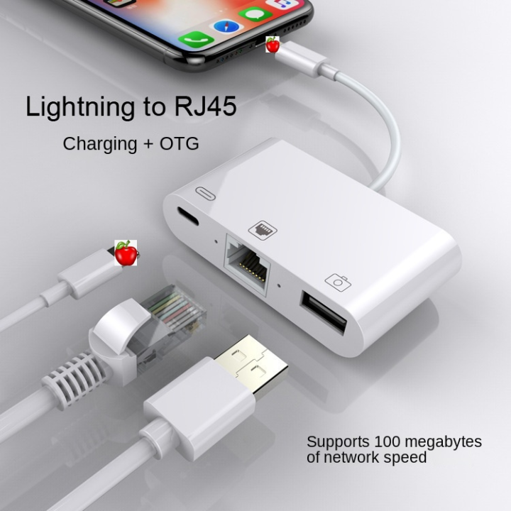 Ethernet converter Lightning mobile phone to RJ45 100Mbps network card ...