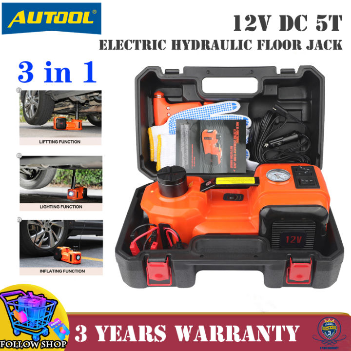 AUTOOL Car Electric Jack SUV Jacks Hydraulic Floor 45MM 12V DC 5 Ton ...