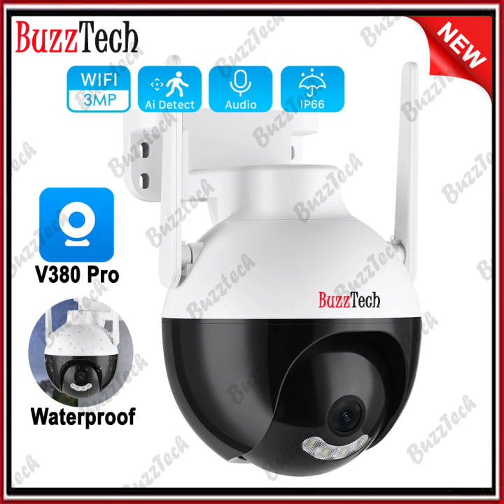 BuzzTech 3MP Full HD PTZ CCTV WiFi IP Camera Human Detection Video Surveillance Cameras Outdoor ...