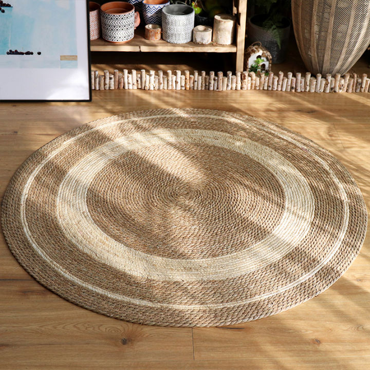 Natural Fabric Straw Mat Round Living Room Carpet, Eco-Friendly 100% ...
