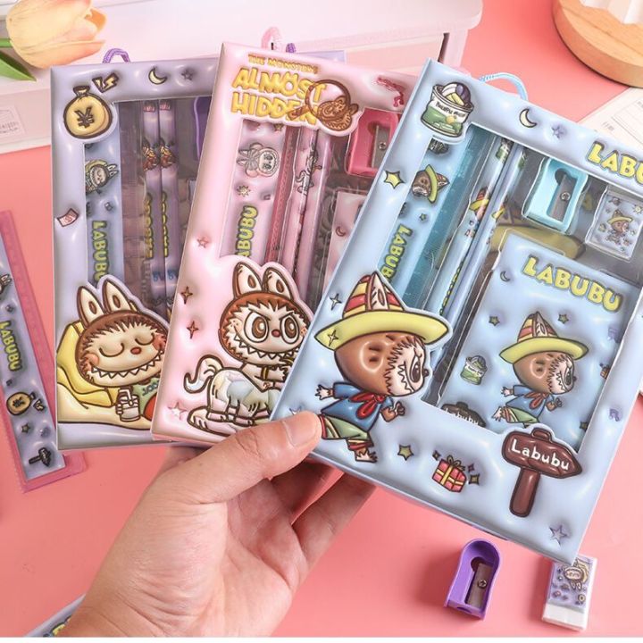 ATK LABUBU SET 6 IN 1 PENGGARIS PENSIL RAUTAN PENGHAPUS Souvenir ...