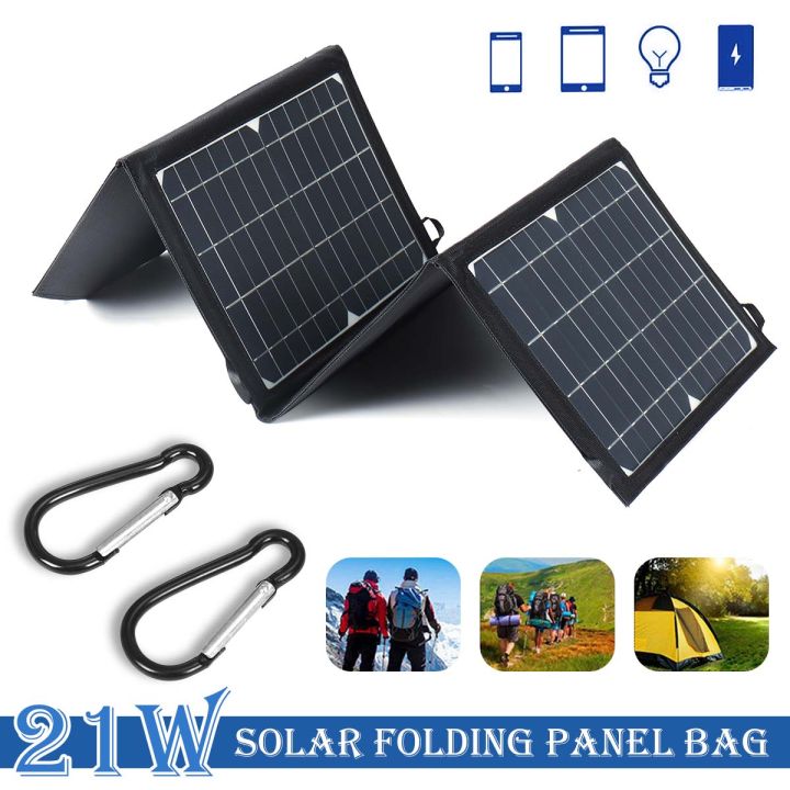 21W Folding Solar Panel Bag Portable Lightweight Foldable Solar Power ...