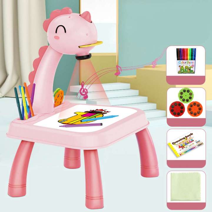 JO Kids Early Education LED Projector Drawing Table Toys Children Arts ...