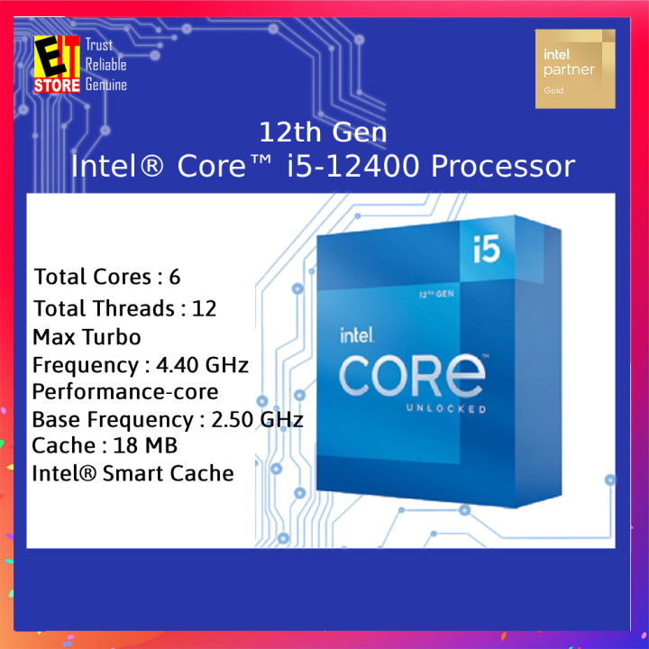 INTEL CORE I5-12400 / i5-12400F 18M CACHE UP TO 4.40 GHz BOXED DESKTOP ...