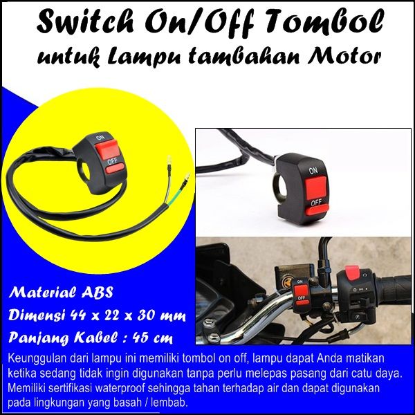 PROMO Saklar Switch Tombol Stang Motor On Off LED Switch Power Lampu ...