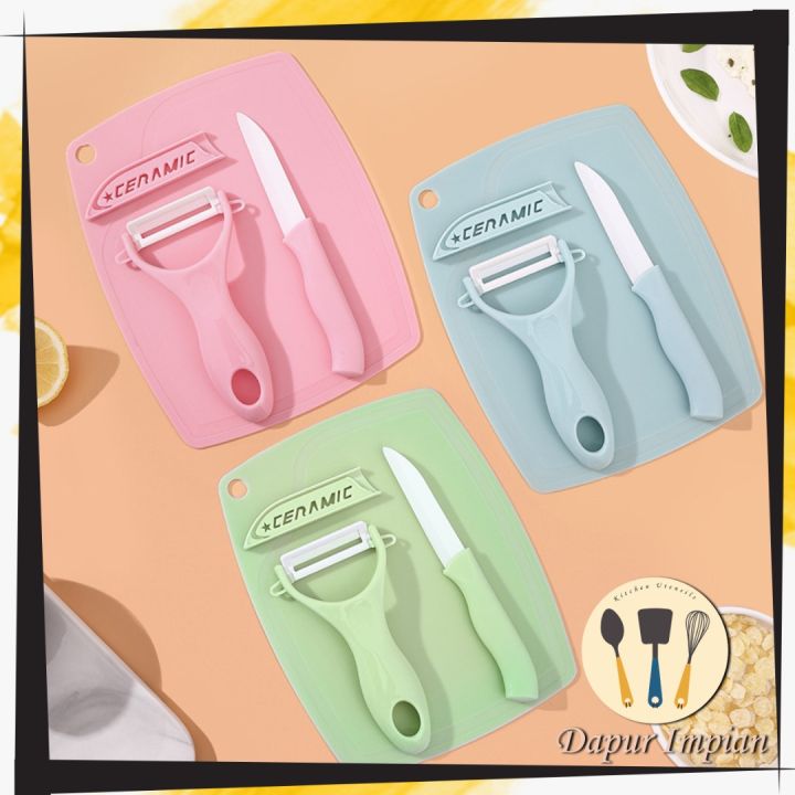 👨🏻‍🍳👩🏻‍🍳多功能陶瓷水果削皮刀厨房去皮刮皮剥皮3件套Multifunctional Ceramic Fruit Peeling ...