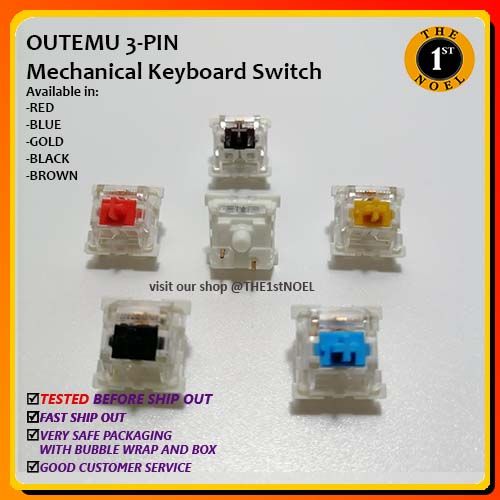 OUTEMU 3 PIN MECHANICAL KEYBOARD SWITCH RED / BLUE / GOLD / BLACK ...