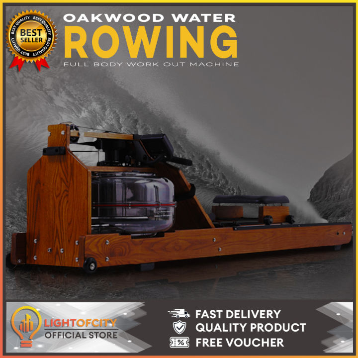 LIGHT OF CITY Authentic Indoor Rower Water Rowing Machine Oak Wood ...