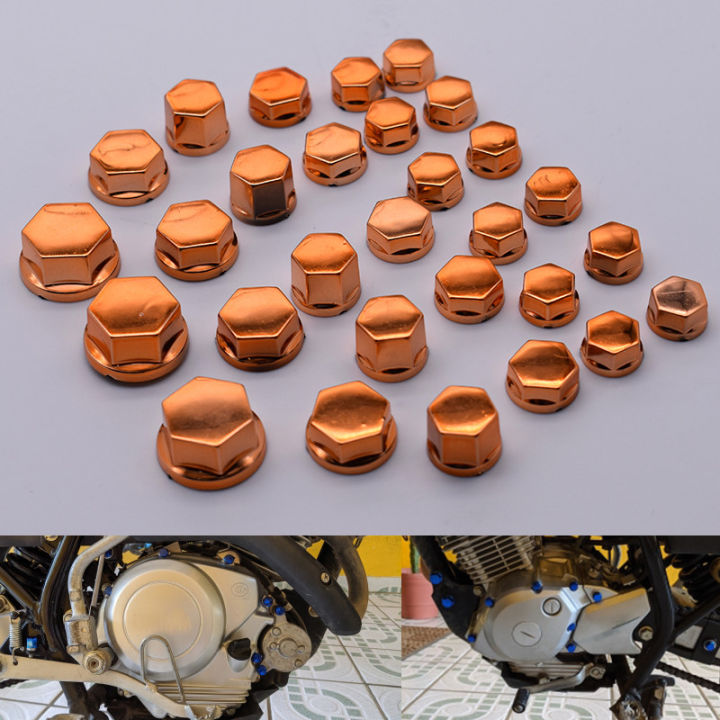 Pinph Lot Hex Bolts Screw Cap 30 PCS Motorcycle Nut Cap Decoration 6 ...