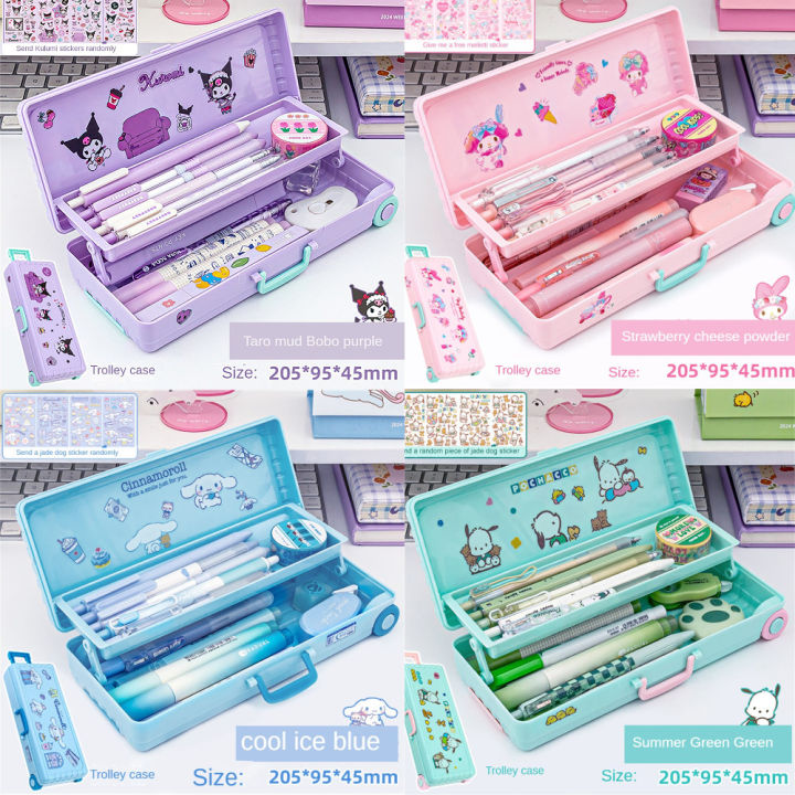 Hourser [Free stickers]Pencil Cases large capacity double layers ...