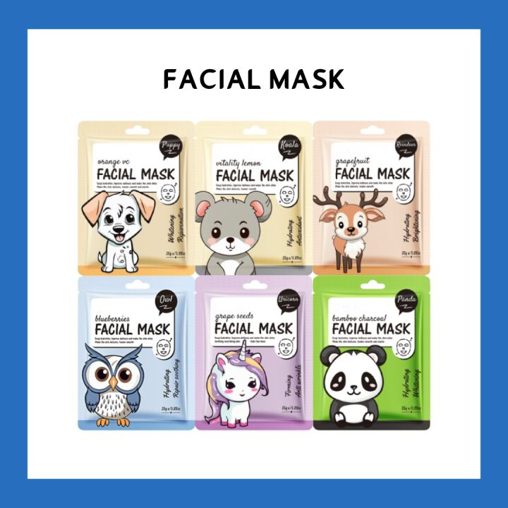 Animal Fruit Facial Sheet Mask Nourish Repair Masker Wajah Lucu - EM001 ...