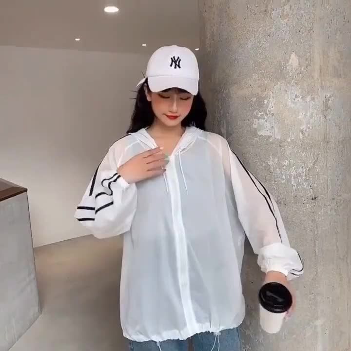 FE2023 เสื้อกันแดดทรงหลวมสไตล์เกาหลีแบบใหม่ฤดูร้อนเสื้อคลุมบางระบายอากาศได้ดีสำหรับนักเรียนเสื้อ ...