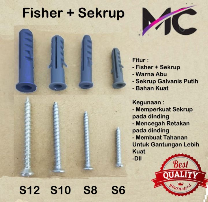 Fisher Dan Baut Tembok Fisher Gypsum S6 S8 S10 Besi Skrup Fischer Fisher Visher Sekrup ...