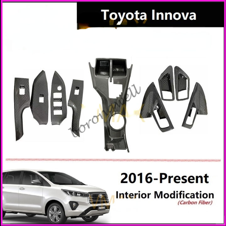 For Toyota Innova 2016-Present Carbon Fiber Interior Cover modification ...