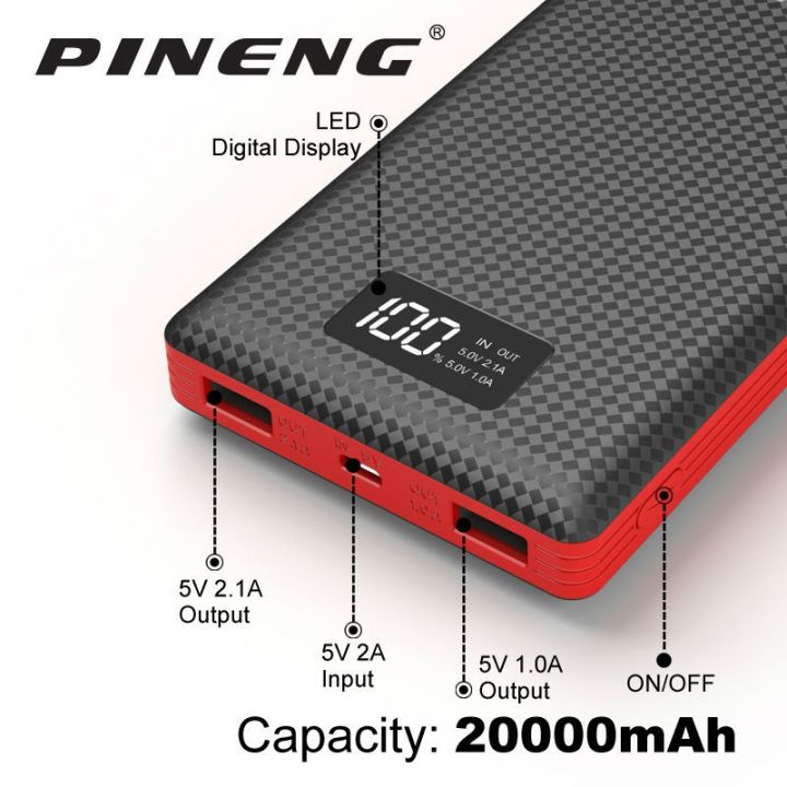 PINENG PN-969 PN969 20000MAH Fast Charge POWER BANK Powerbank 20k mah ...