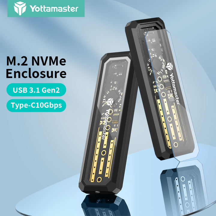 Yottamaster 10Gbps transparent SSD case USB3.1 GEN2 Type-C Dual ...