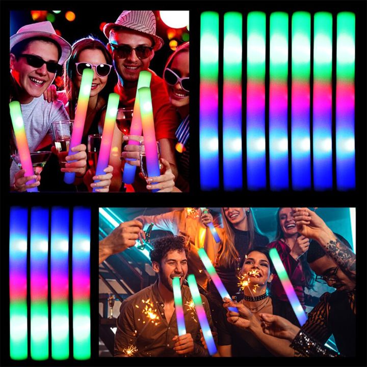 5Pcs Foam Sticks Glow Colorful RGB LED Cheer Glow In The Dark Lights ...
