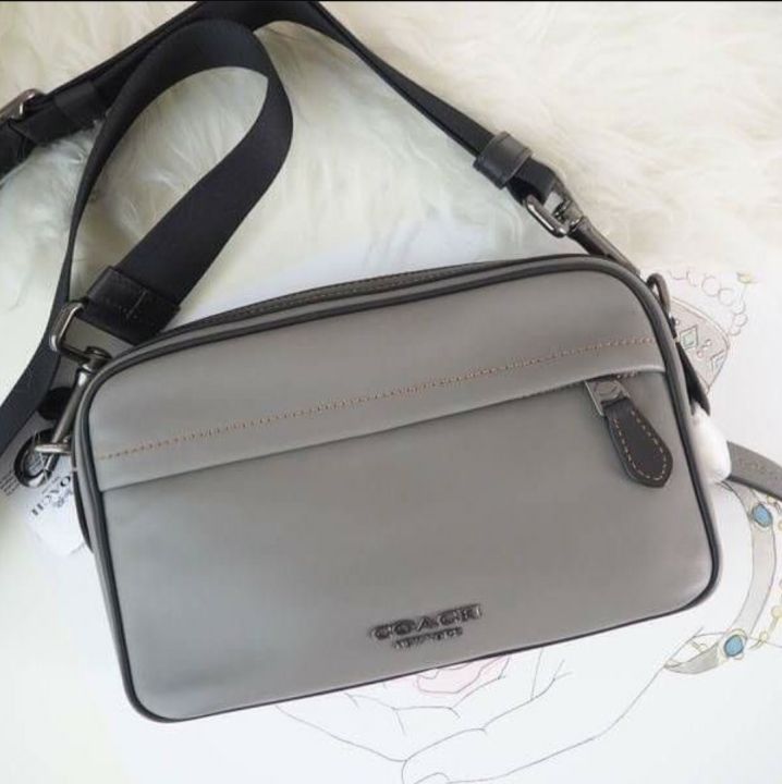 Coach Graham Men's Zip Crossbody Bag In Heather Grey Natural Smooth ...