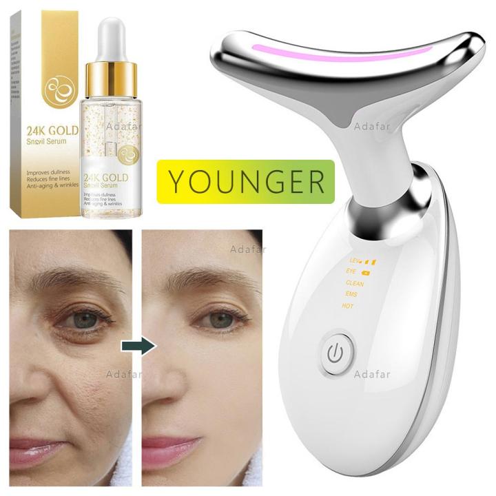 Neck Face Beauty Device LED Photon Therapy Skin Tighten Reduce Double ...
