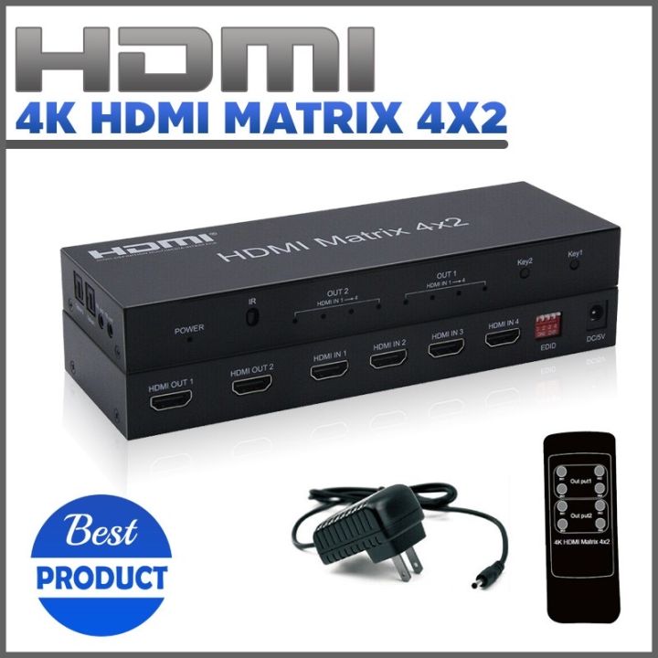 HDMI Matrix 4x2 Switch HDMI Splitter with Audio Out,Remote Control ...