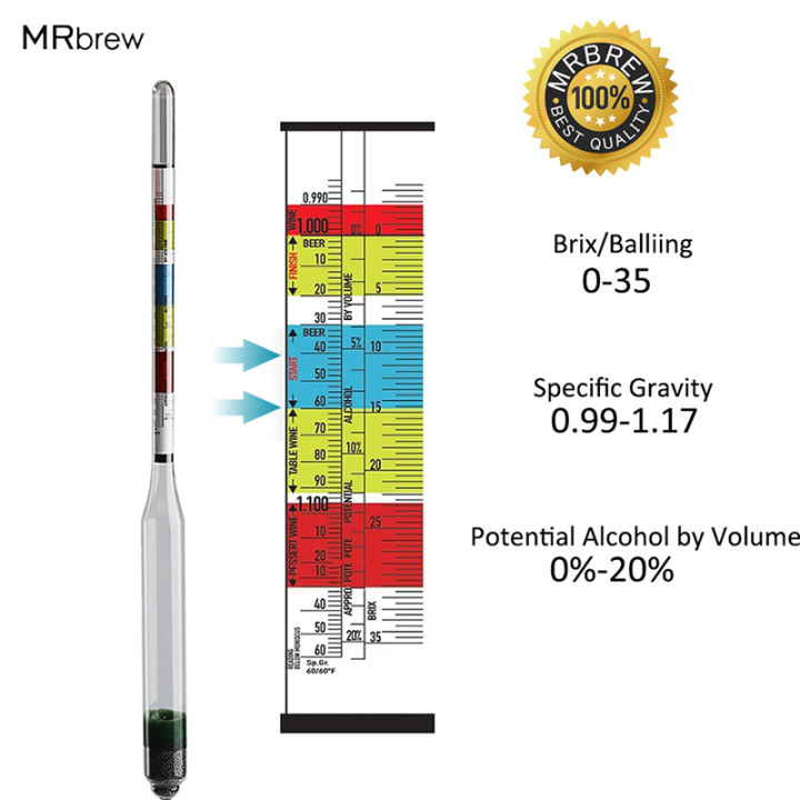 Triple Scale Hydrometer สำหรับ Home Brew ไวน์เบียร์ไซเดอร์การทดสอบแอลกอฮอล์ 3 Scale Hydrometer ...