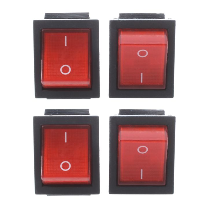 16A/250VAC 20A/125VAC Red Indicator Light 4 Pin ON/OFF DPST Rocker ...