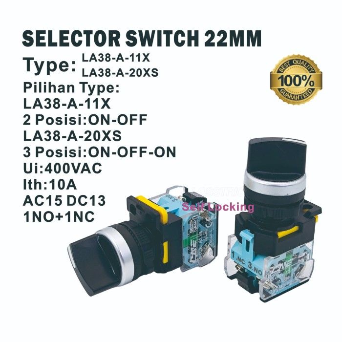 Selector Switch Stay Put (SELF LOCKING) 2 ATAU 3 POSISI 22MM | Lazada ...