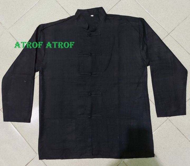 Surjan Lurik Sanghai Koko Hitam Polos / Baju Adat Jawa Model Sanghai ...