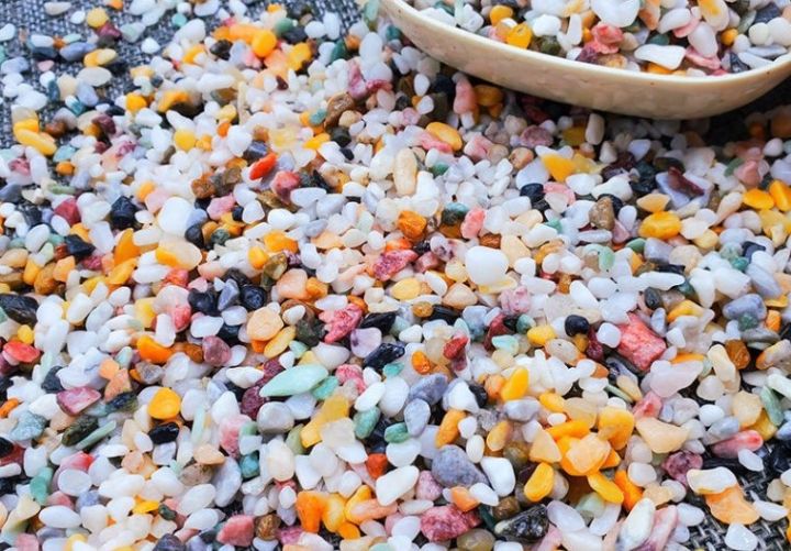 Fish Tank Colorful Pebble Stones Aquarium Garden Planter Box Decorative ...