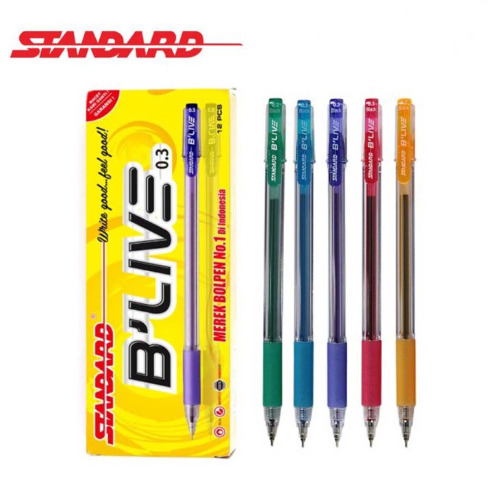 PULPEN STANDARD BLIVE 1 PAK / BOLPEN PENA STANDAR ALAT TULIS SEKOLAH 1 ...