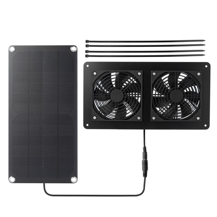 Solar Powered Dual Fan Panel Fan 10W Weatherproof solar panel kit for ... Solar Powered Dual Fan Panel Fan 10W Weatherproof solar panel kit for ...