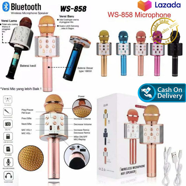 Mix Karaoke WS 858 / Mic Karaoke Bluetooth WS 858 / Microphone Wirelles WS 858 - LLS89 | Lazada ...