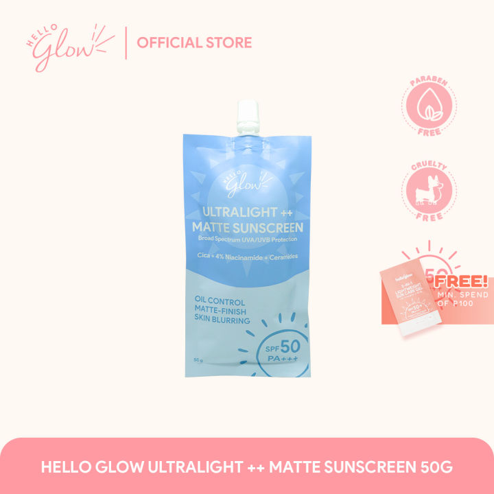 Hello Glow Ultralight ++ Matte Sunscreen SPF50 50g | Lazada PH